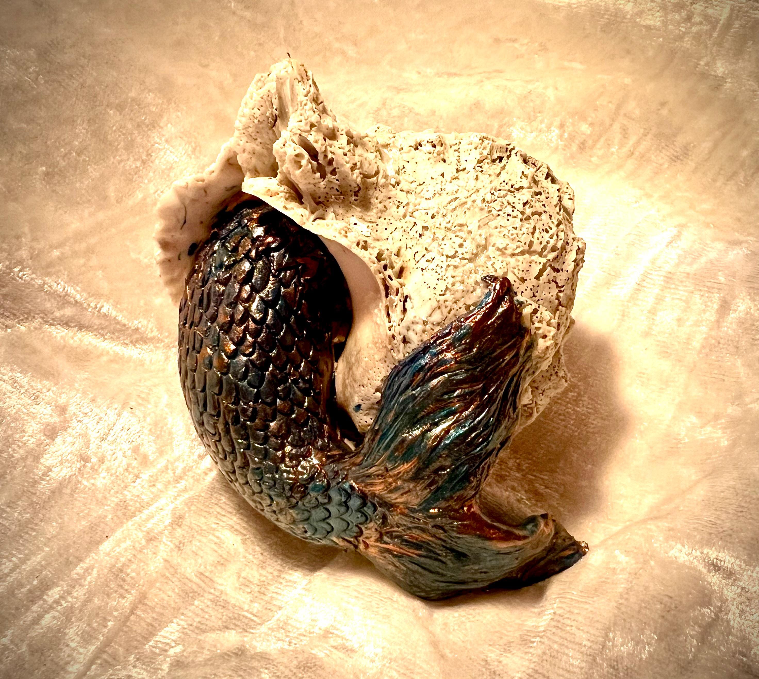Miniature Hand Sculpted Mermaid Tail in Seashell Sculpture - Etsy