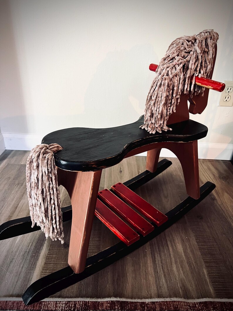 Vintage Restored Wooden Rocking Horse - Etsy