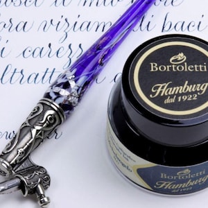 Bortoletti Murano Glass Oblique Calligraphy Pen With Bronze Nib Holder ...