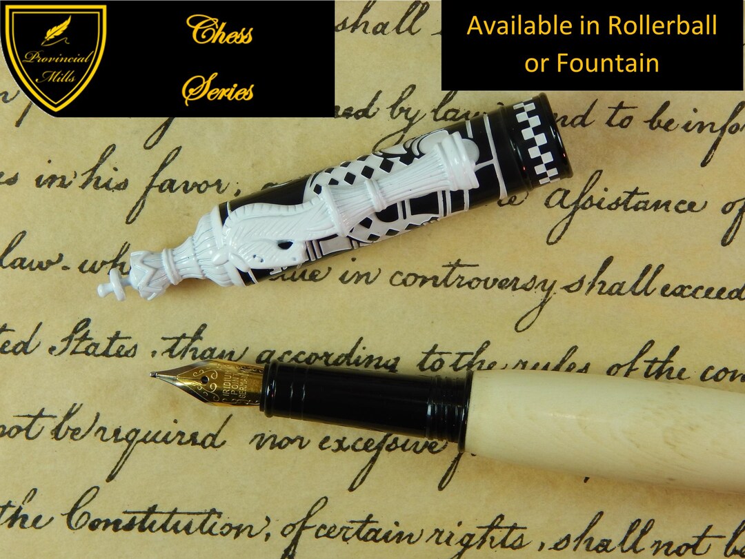 Chess Pen - Choice Between Rollerball or Fountain - Holly Wood - Free ...