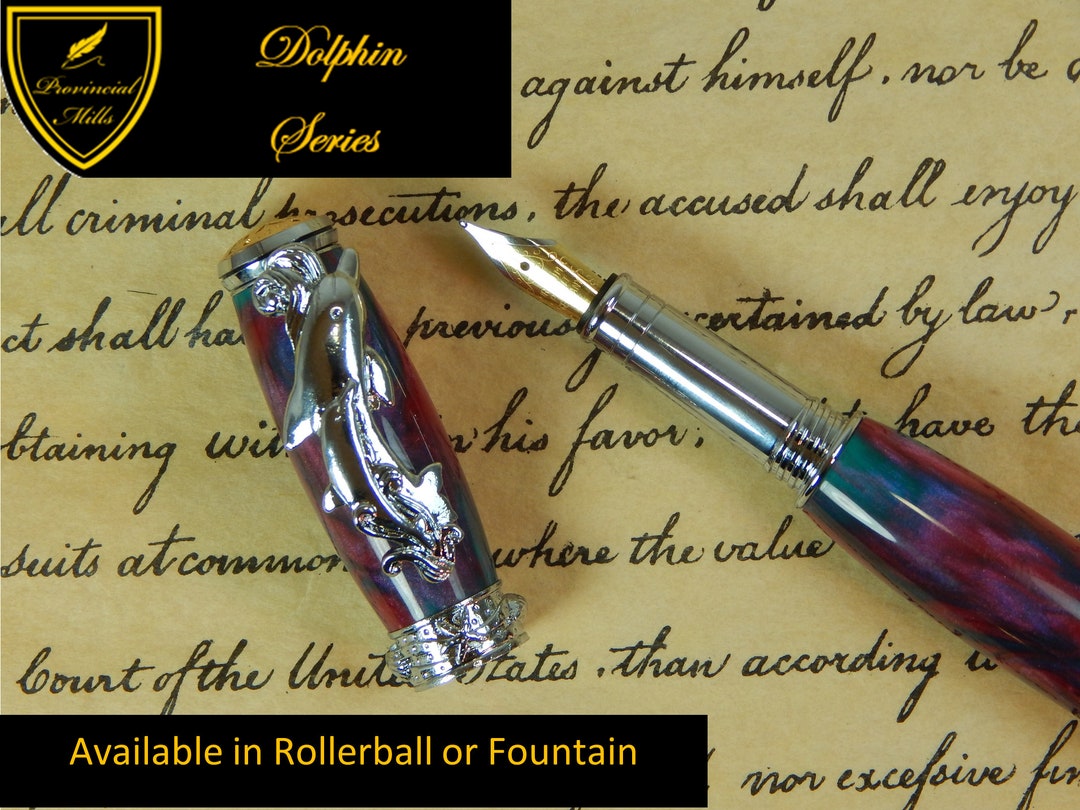 Dolphin Pen - Choice Between Rollerball or Fountain - Cerulean Blush ...