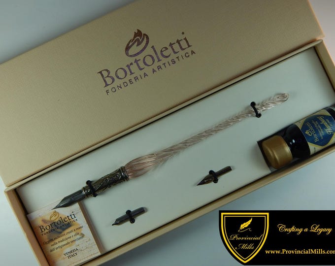 Bortoletti Murano Glass Dip Pen With Bronze Nib Holder Set - SET03S - Etsy