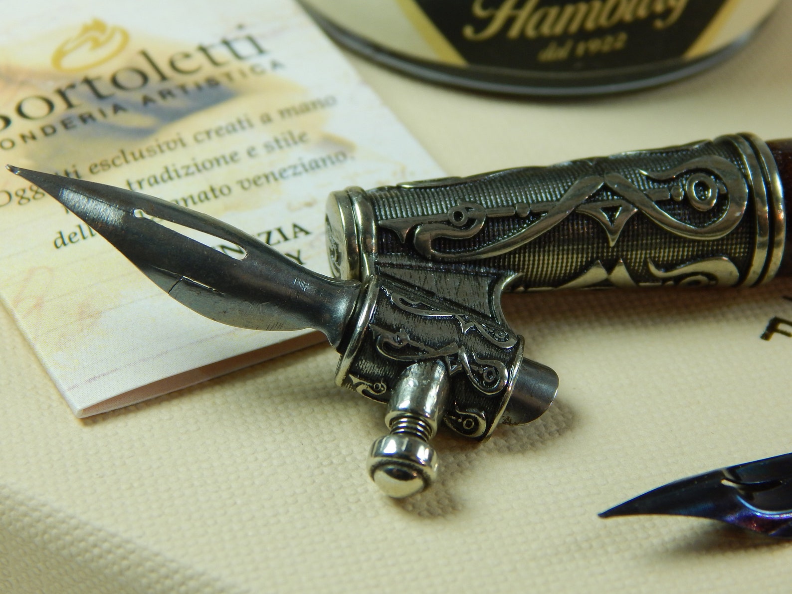 Bortoletti Wood Oblique Calligraphy Pen With Bronze Nib Holder Set ...