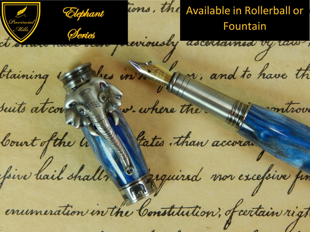 Elephant Pen - Choice Between Rollerball or Fountain - Snow Leopard ...