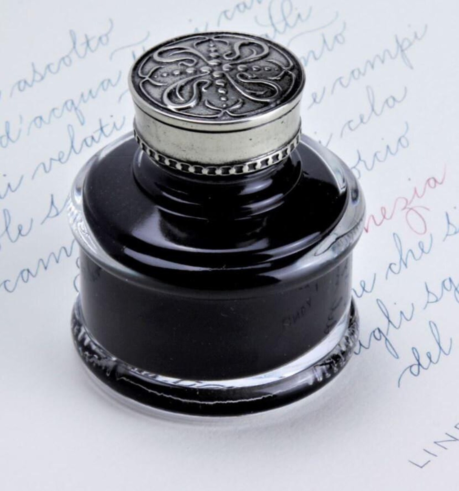Bortoletti Glass Inkwell With Bronze Cap - Comes With 50ml Bottle of ...