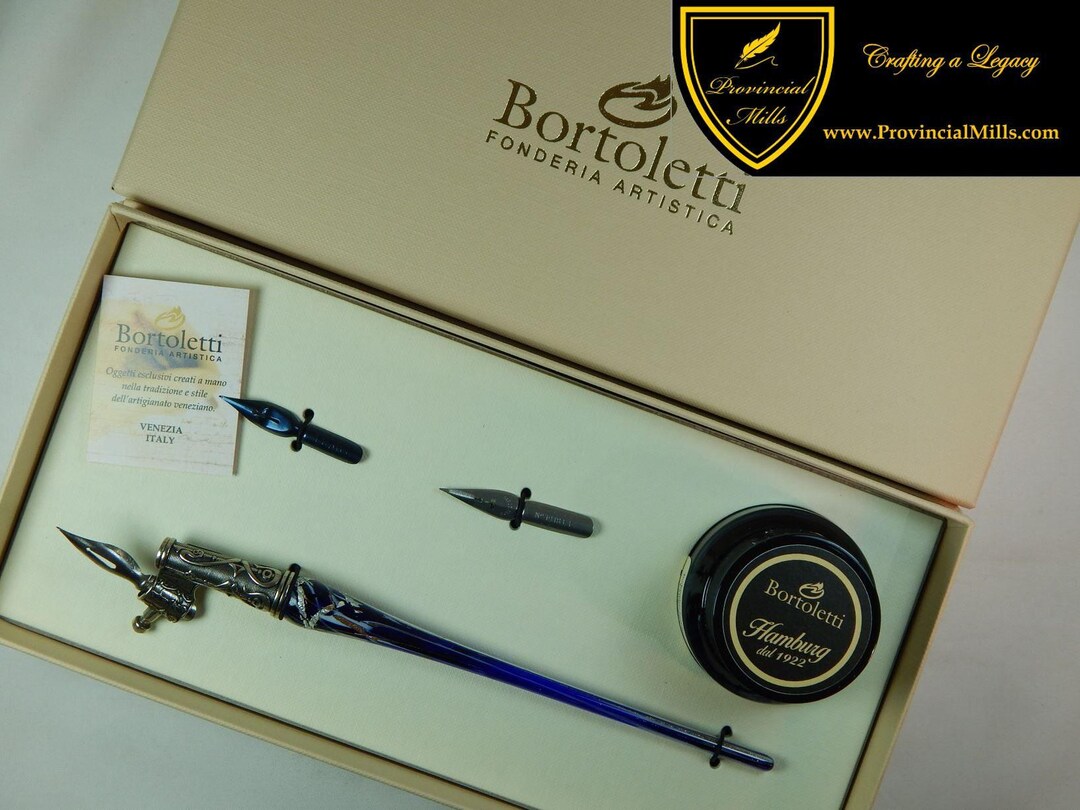 Bortoletti Murano Glass Oblique Calligraphy Pen With Bronze Nib Holder ...