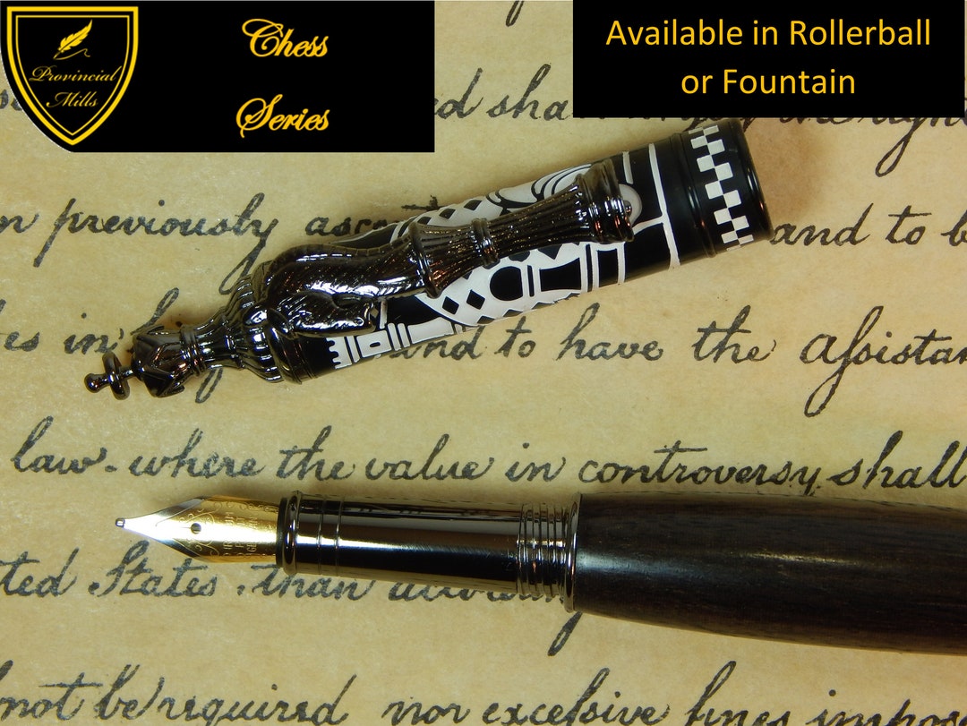 Chess Pen Choice Between Rollerball or Fountain Blue Mahoe Free ...