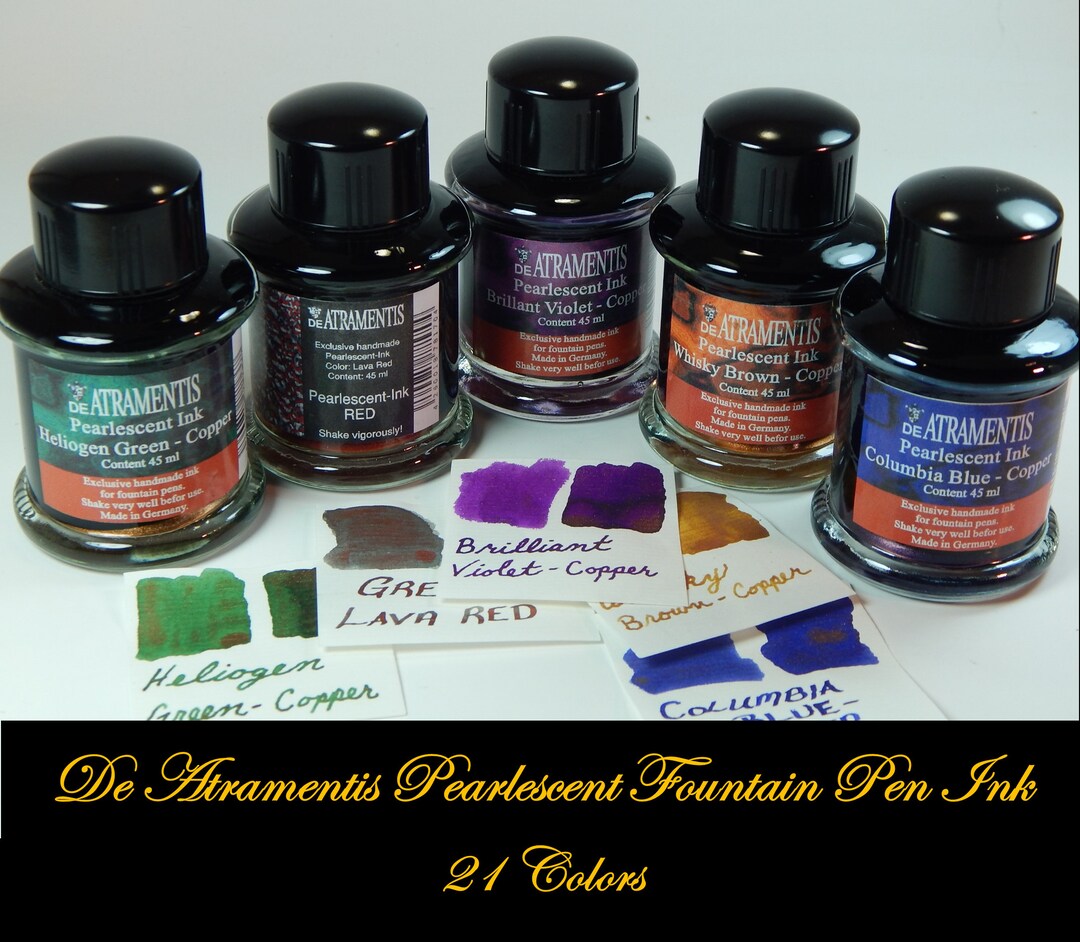 De Atramentis Pearlescent Fountain Pen Inks 21 Colors 45ml - Etsy
