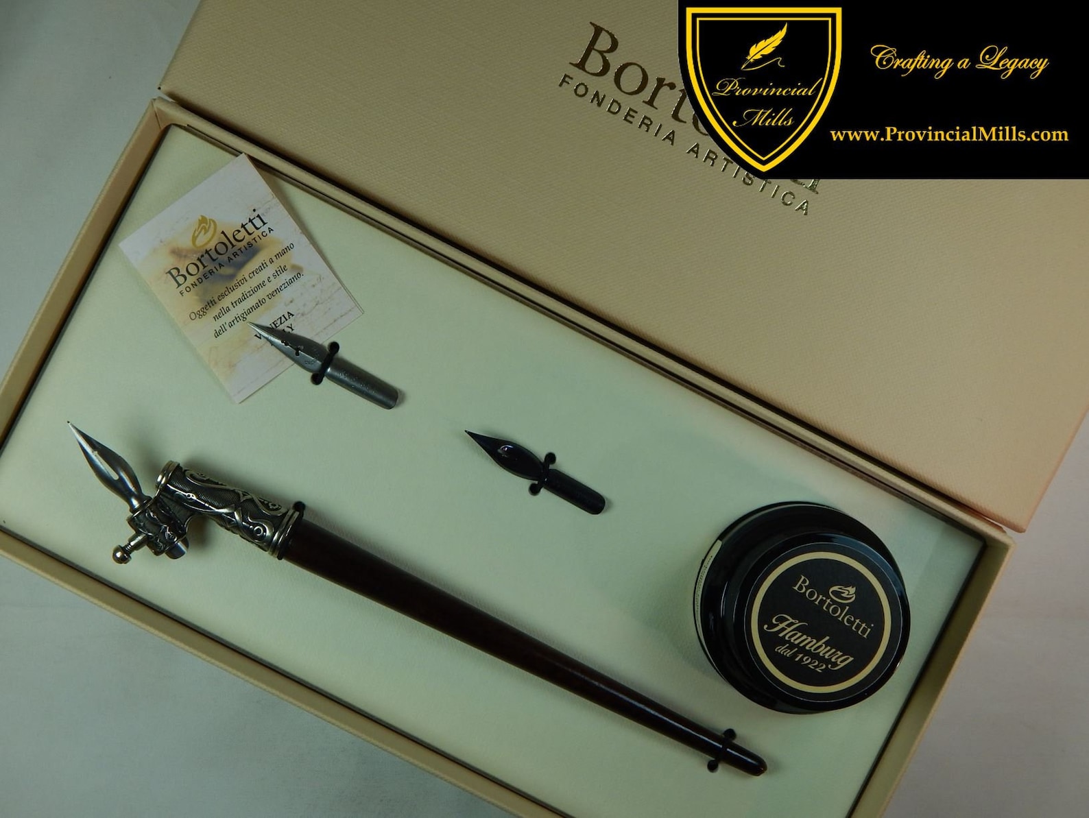 Bortoletti Wood Oblique Calligraphy Pen With Bronze Nib Holder Set ...