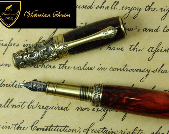 Victorian Fountain Pen Midnight Flame Acrylic Free Shipping FP10119 - Etsy