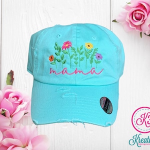 Floral Mama Embroidered Hat, Mom Hat, Mama Cap, Mothers Day Gift ...