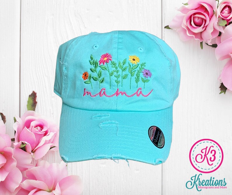 Floral Mama Embroidered Hat, Mom Hat, Mama Cap, Mothers Day Gift ...