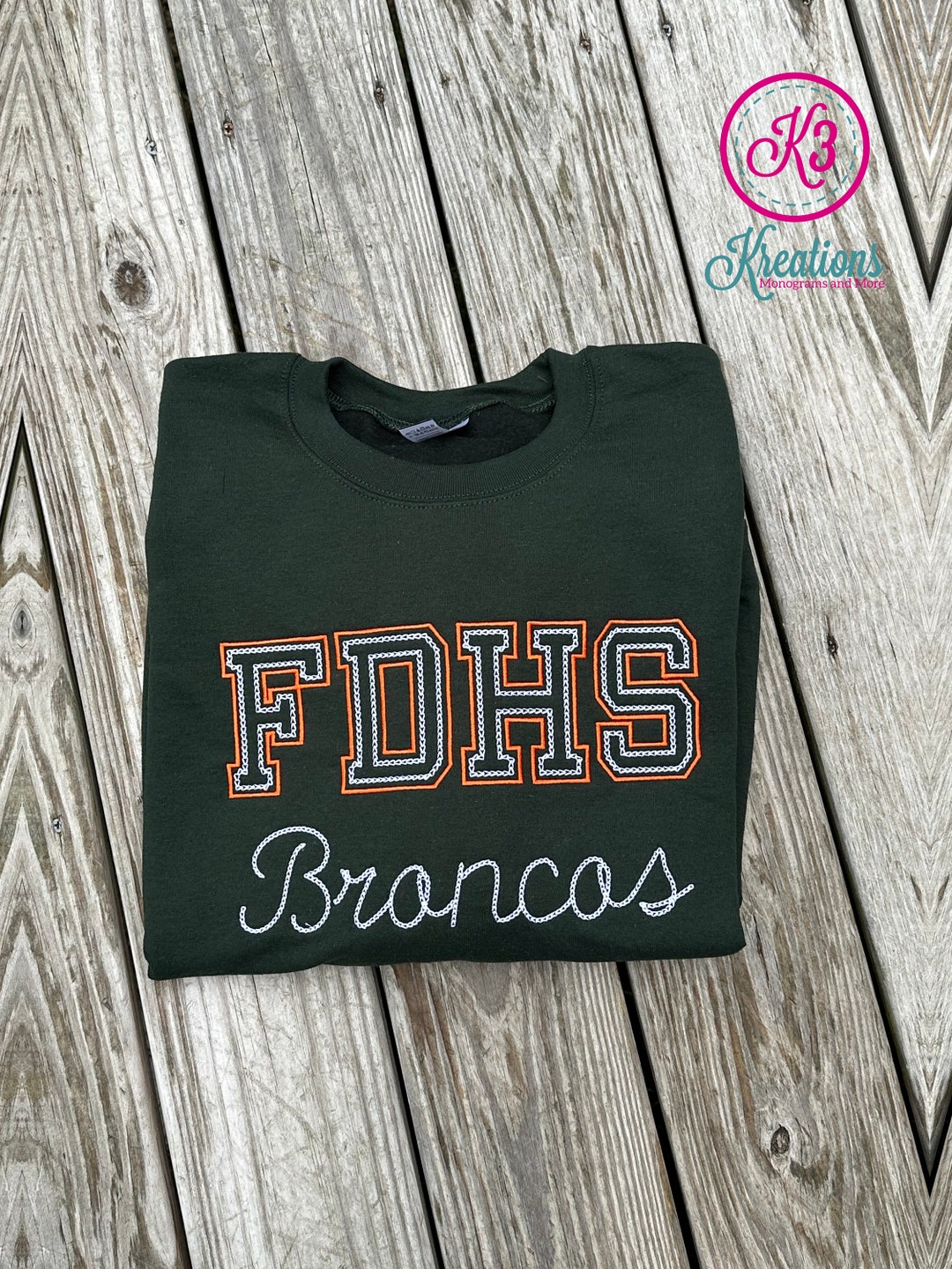Embroidered School Spirit Crewneck Sweatshirt, Custom Team Pullover - Etsy