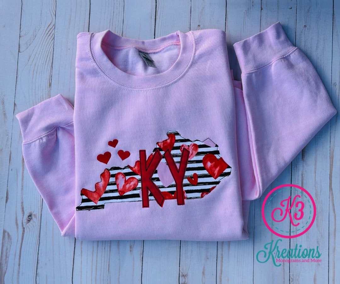 Kentucky State Valentine's Day Sweatshirt for Women, Applique ...
