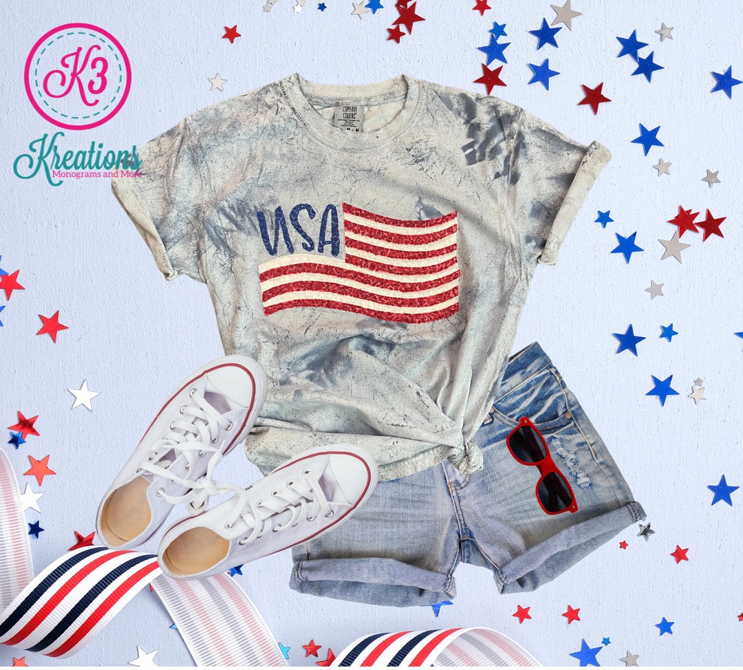 Adult USA Flag Sequin Short Sleeve Tee, July 4th, Memorial Day ...