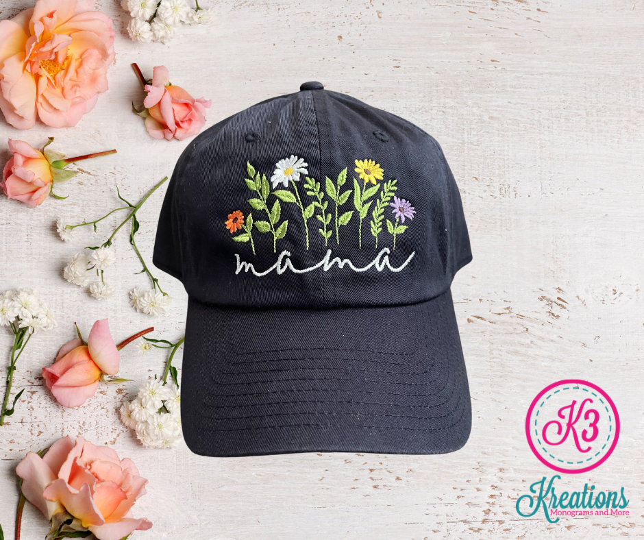 Floral Mama Embroidered Hat, Mom Hat, Mama Cap, Mothers Day Gift ...