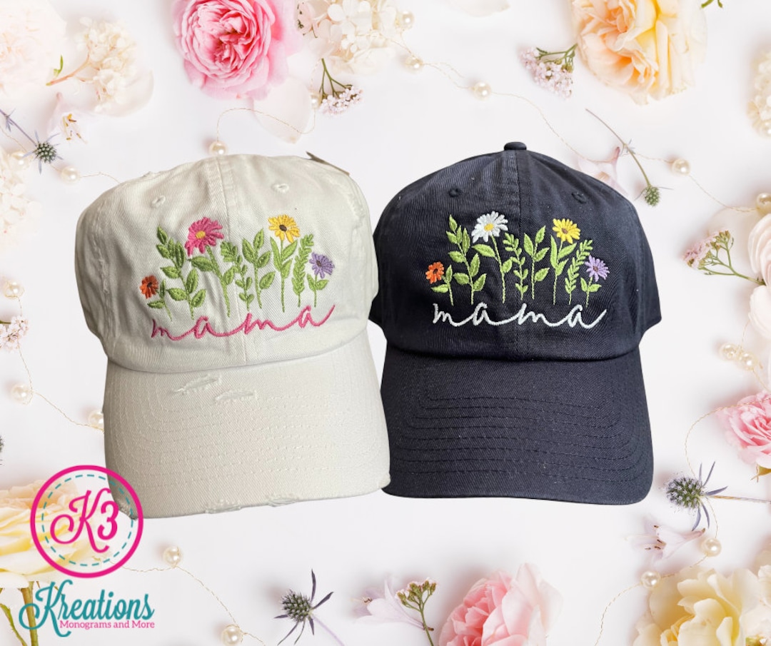 Floral Mama Embroidered Hat, Mom Hat, Mama Cap, Mothers Day Gift ...