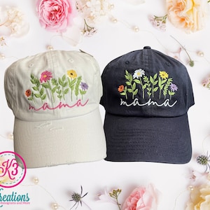 Floral Mama Embroidered Hat, Mom Hat, Mama Cap, Mothers Day Gift ...