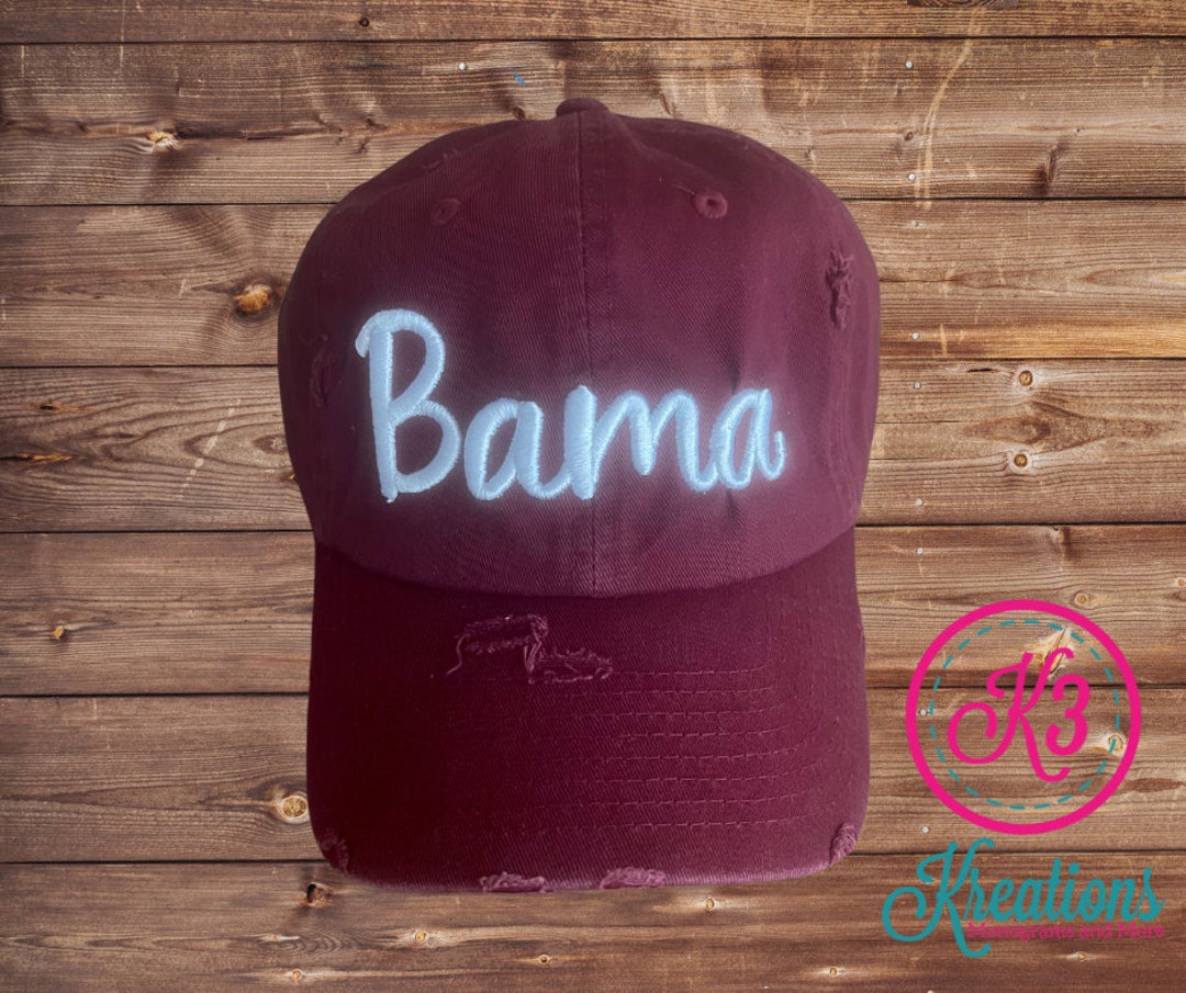 Bama Alabama Puff Embroidered Distressed, Non-distressed Ball Cap ...