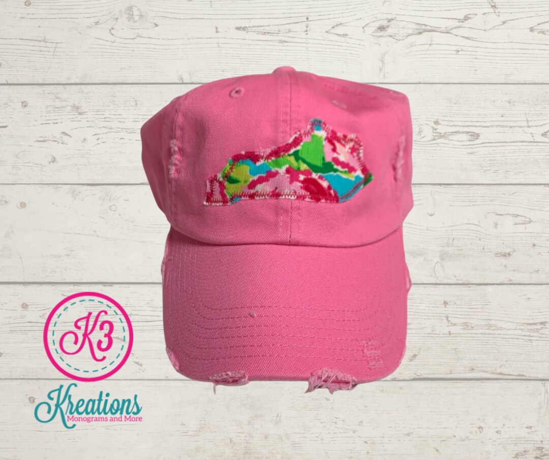 State of Kentucky Rose Distressed Ball Cap, Kentucky Hat, Kentucky ...