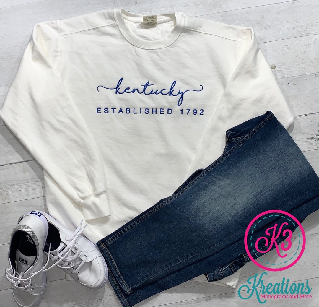 Kentucky Established 1792 Embroidered Crewneck Sweatshirt - Etsy