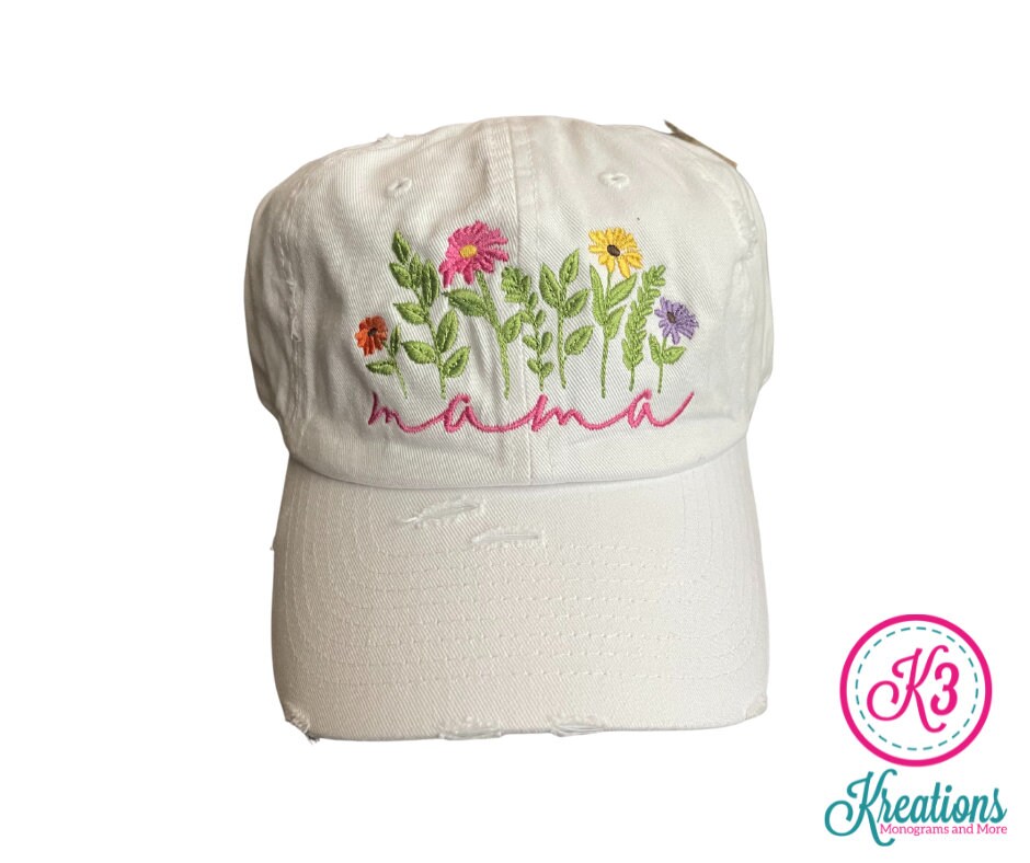 Floral Mama Embroidered Hat, Mom Hat, Mama Cap, Mothers Day Gift ...