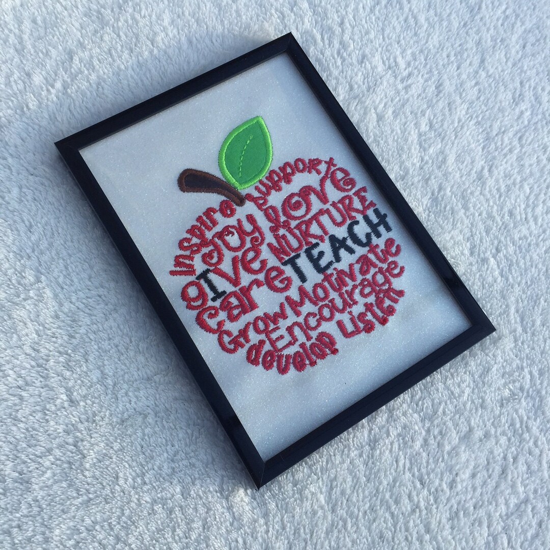 Teacher Gift - "i Teach" Apple - Red With White Sparkle Background ...
