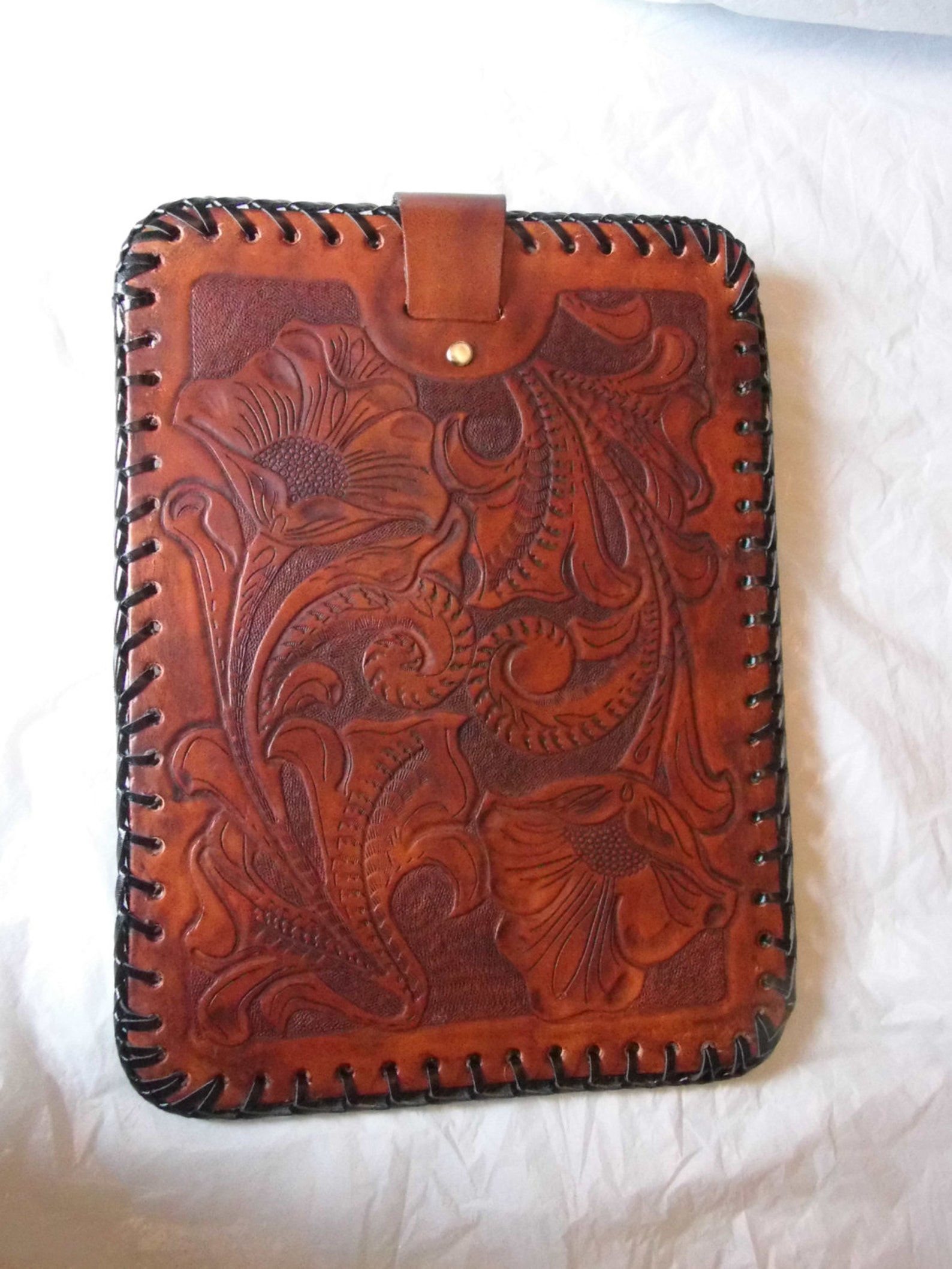Small Hand Tooled Leather Tablet Case With Buffalo Made in Montana - Etsy