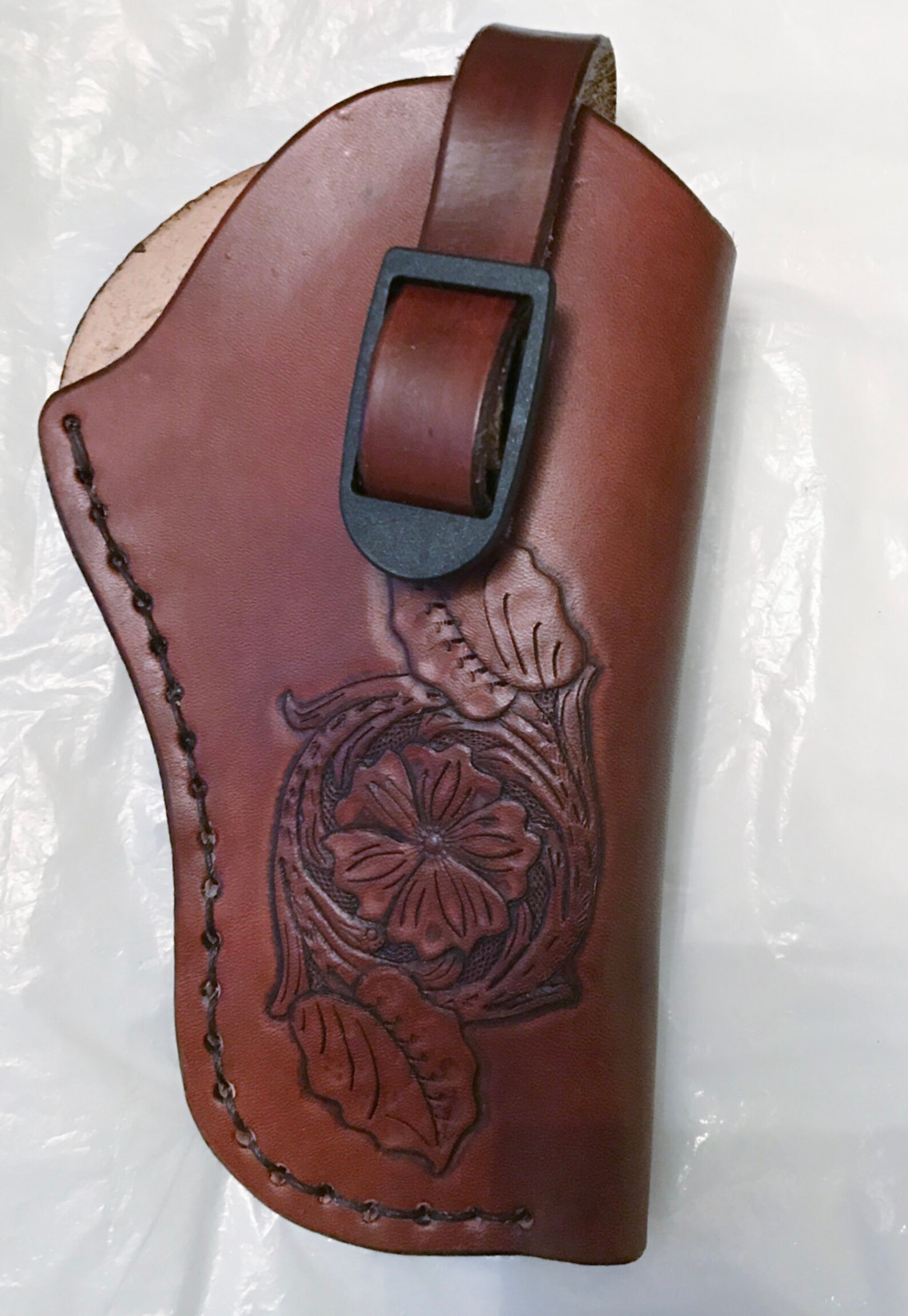 Hand Tooled Leather Revolver Holster-small-made in | Etsy