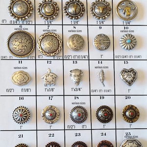 Conchos, Extras, Interchangeable, Barettes, Necklaces, Screw Back ...