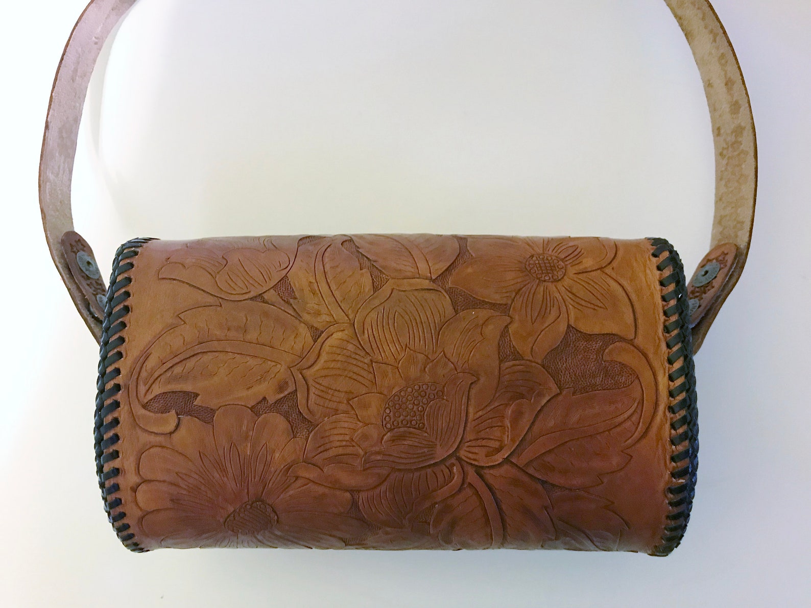 Small Leather Handbag Custom Made Designs Hand Tooled - Etsy