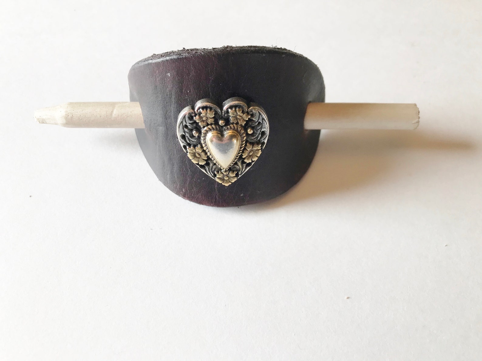 Custom Made Small Leather Hair Barrettes With Interchangeable Screw ...