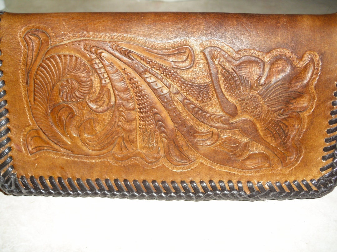 Custom Made Hand Tooled Leather Roper Wallet/checkbook Holder - Etsy