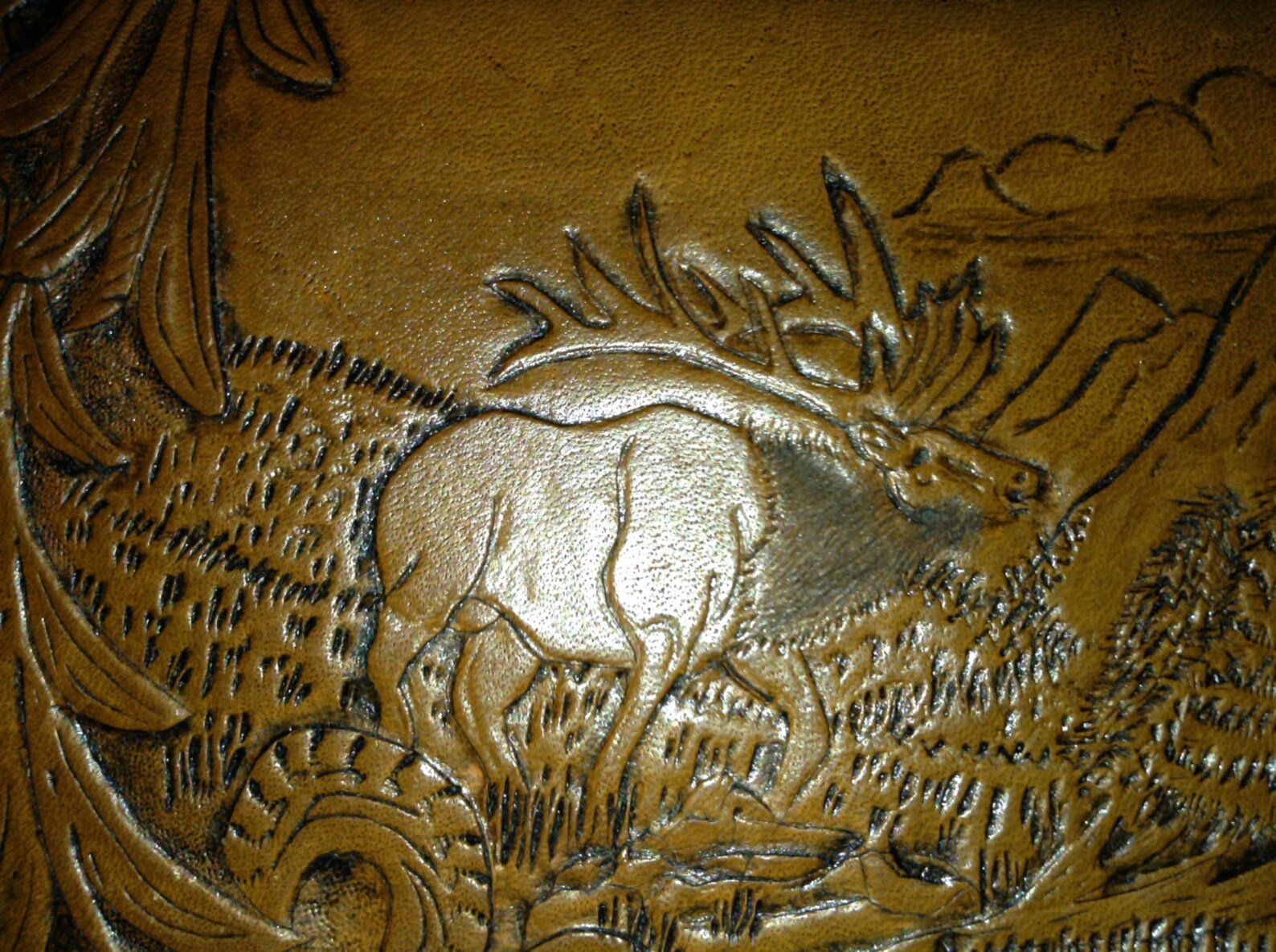 Hand Tooled Elk Design Leather Roper Wallet/checkbook | Etsy