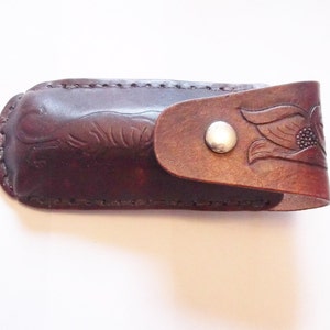 Large Leather Hand Tooled Pocket Knife Sheath(mountain Lion)made in ...