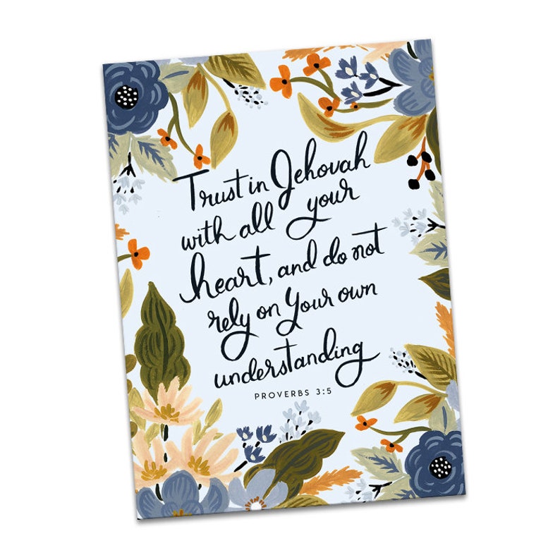 Proverbs 3:5 Trust in Jehovah With All Your Heart and Do Not | Etsy Proverbs 3:5 Trust in Jehovah With All Your Heart and Do Not | Etsy