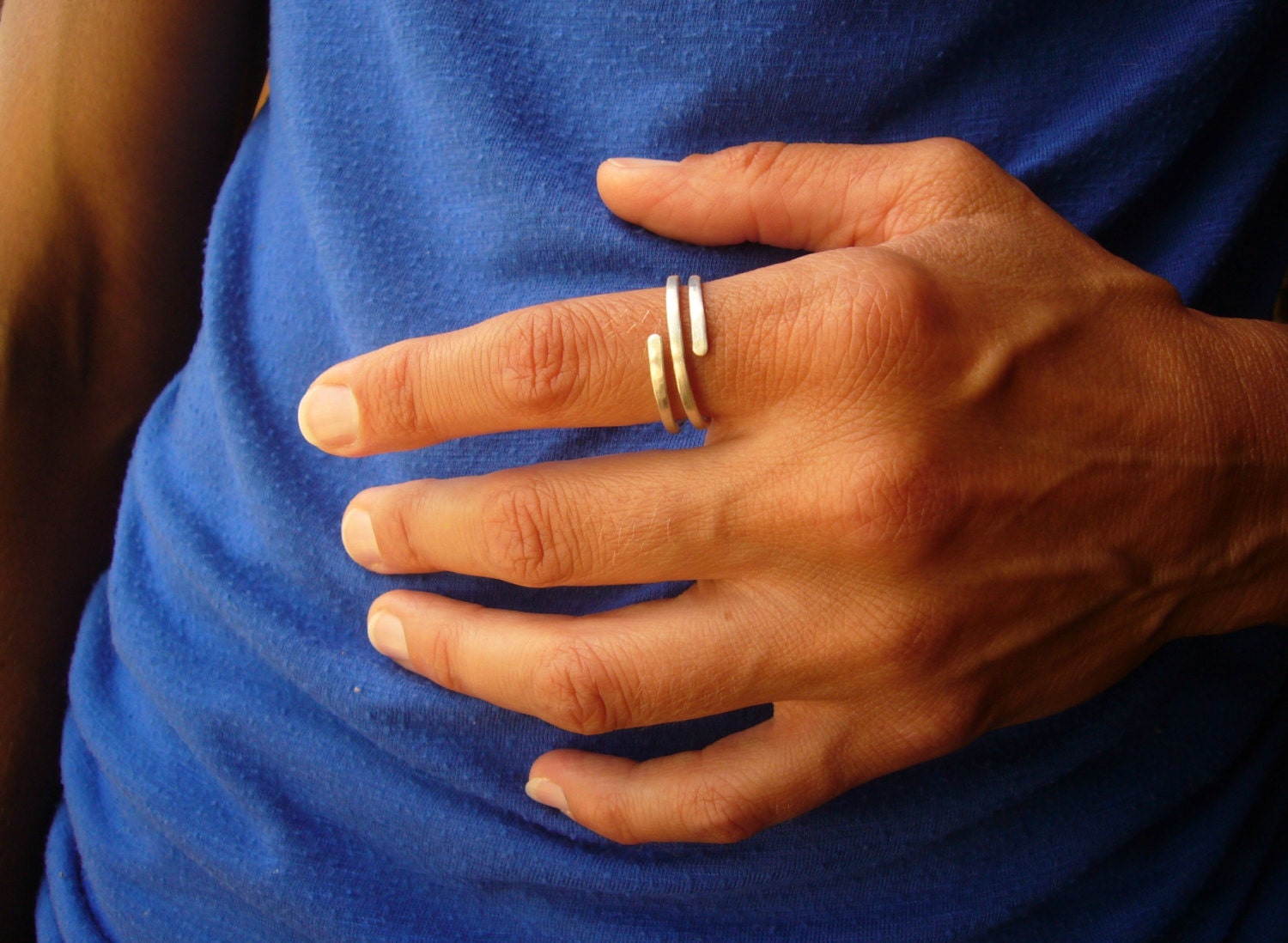 Stacking Rings-double Wrap-hammered Silver or Copper-adjustable - Etsy