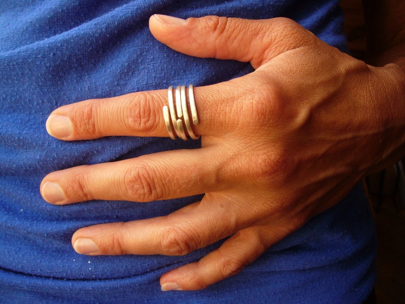 Stacking Rings-double Wrap-hammered Silver or Copper-adjustable - Etsy