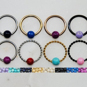 10 COLORS ~ RIVERSTONE Captive Bead Ring, Surgical Steel/titanium Size ...