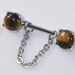 Prong-set Tiger Eye Gemstone Nipple Barbell - 14 Gauge, 12mm - Silver ...