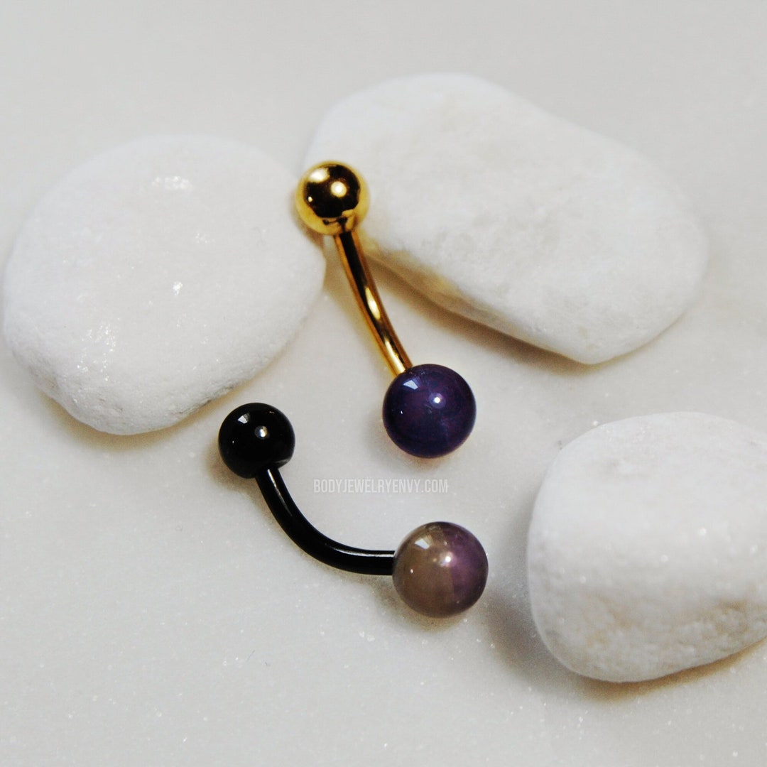 Amethyst Belly Ring, Choose Color 316L Surgical Steel Belly Ring Silver ...