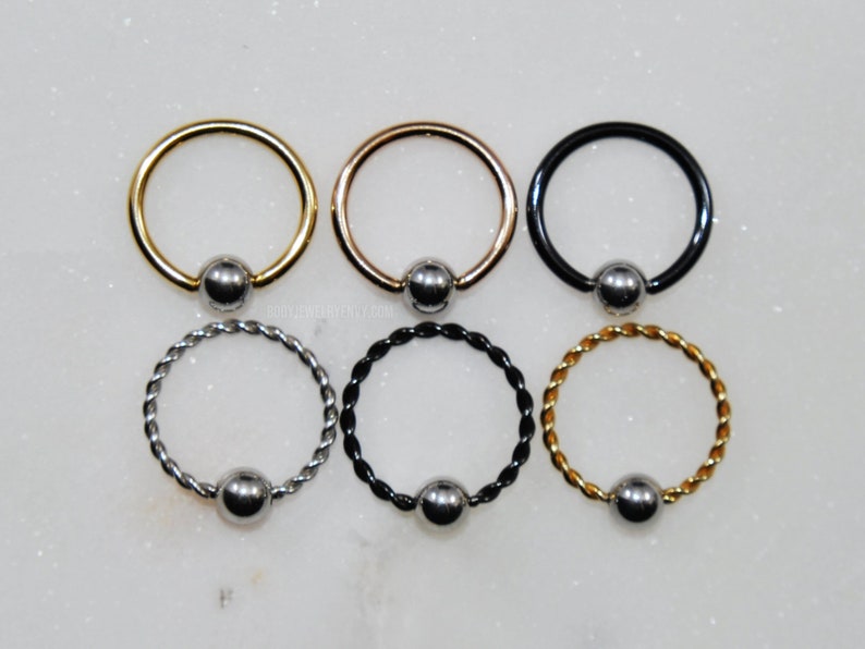 STEEL BEAD Captive Bead Ring - 316L Surgical Steel, Choose Size 20g/18g ...