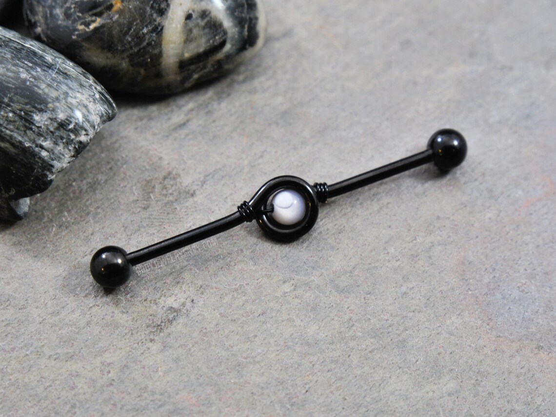 MOTHER OF PEARL Industrial Barbell 14g 32mm/35mm/38mm 316L | Etsy