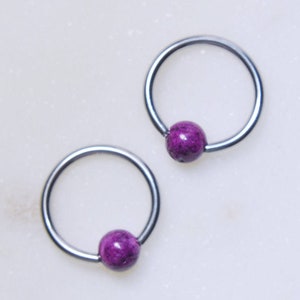 10 COLORS ~ RIVERSTONE Captive Bead Ring, Surgical Steel/titanium Size ...