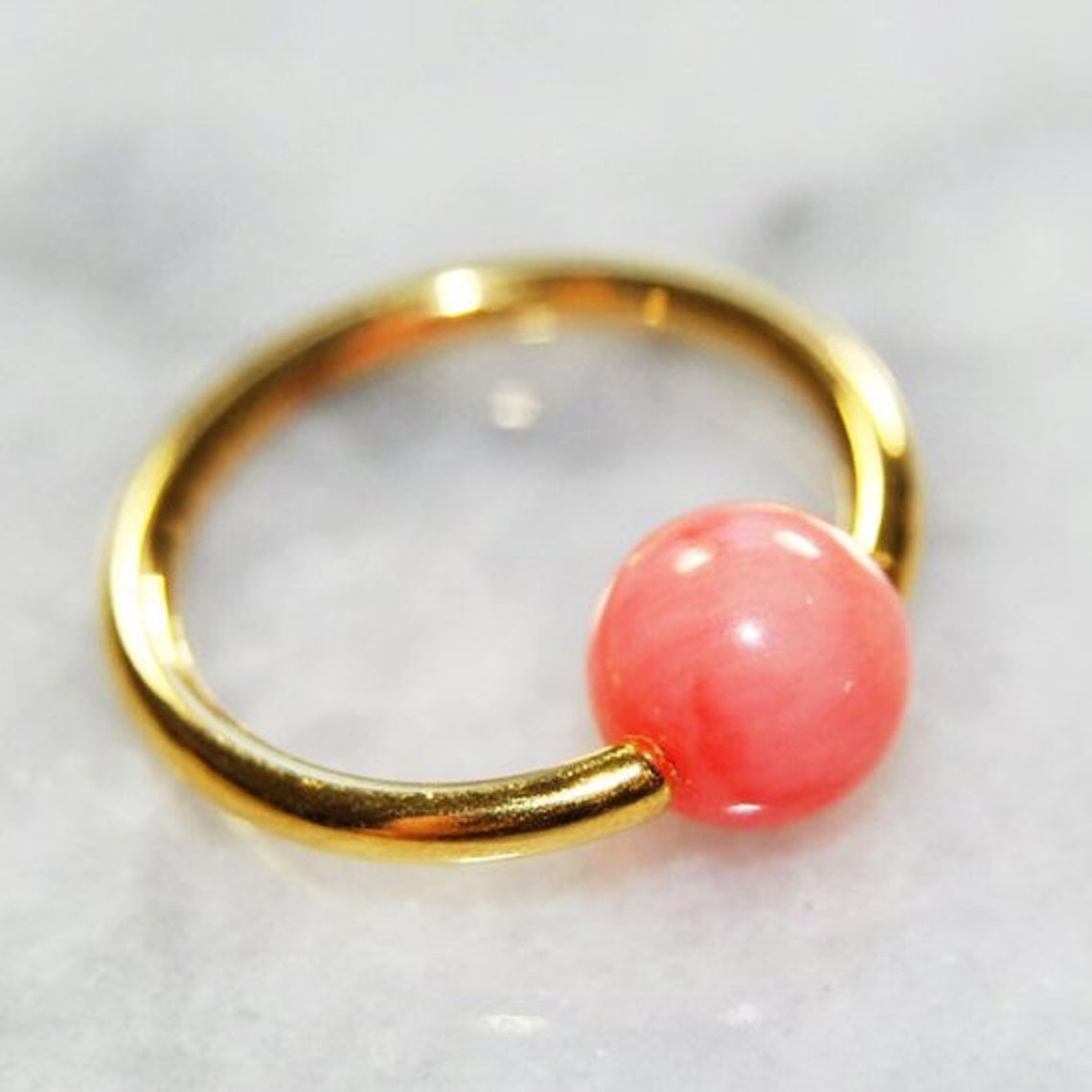 PINK CORAL Captive Bead Ring, Surgical Steel/titanium Size 16g/14g ...