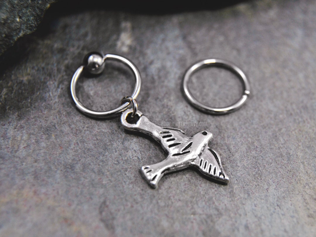 Bird Cartilage Jewelry, Captive Bead Ring CBR or Bendable Hoop 316L ...