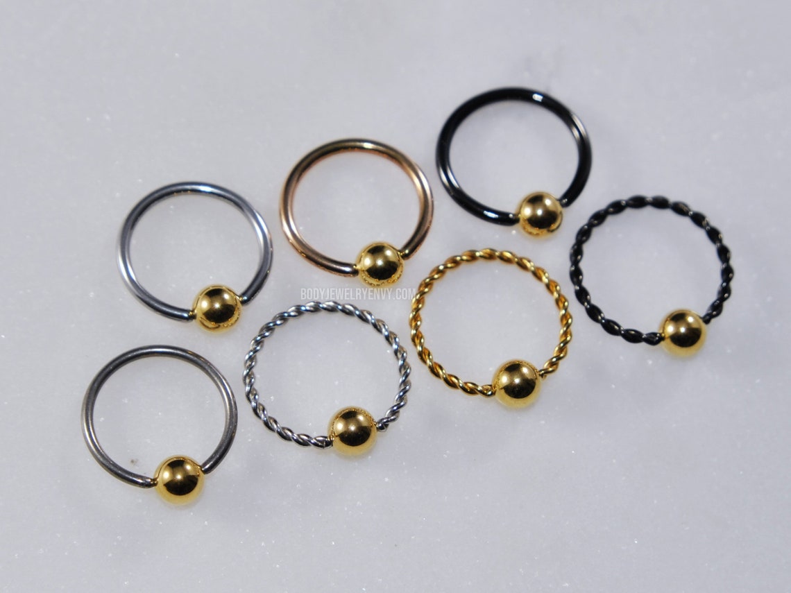 YELLOW GOLD Captive Bead Ring Surgical Steel/Titanium | Etsy