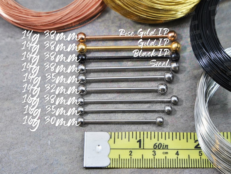 Small Industrial Bar 16g 14g 316L Surgical Steel 38mm 35mm | Etsy