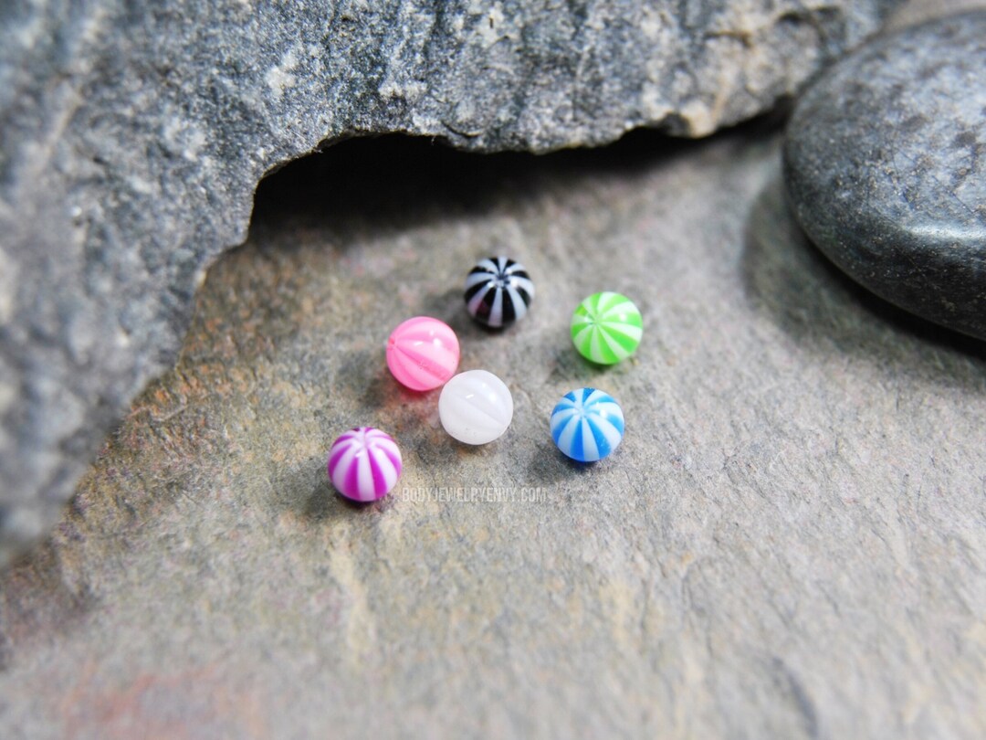 Replacement Captive Beads, 6 or 10 Pack 4mm Acrylic "beach Ball" Design ...
