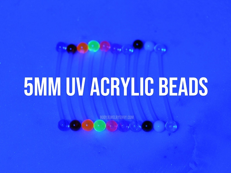 Flexible UV 14g PTFE Barbell Choose Length and Acrylic Bead | Etsy